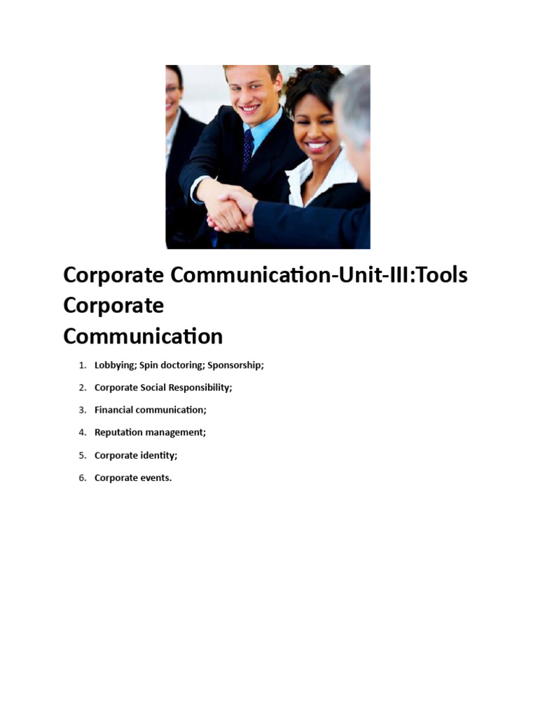 Corporate Communication-Unit-III - Tools Corporate Communication | PDF | Corporate Social ...