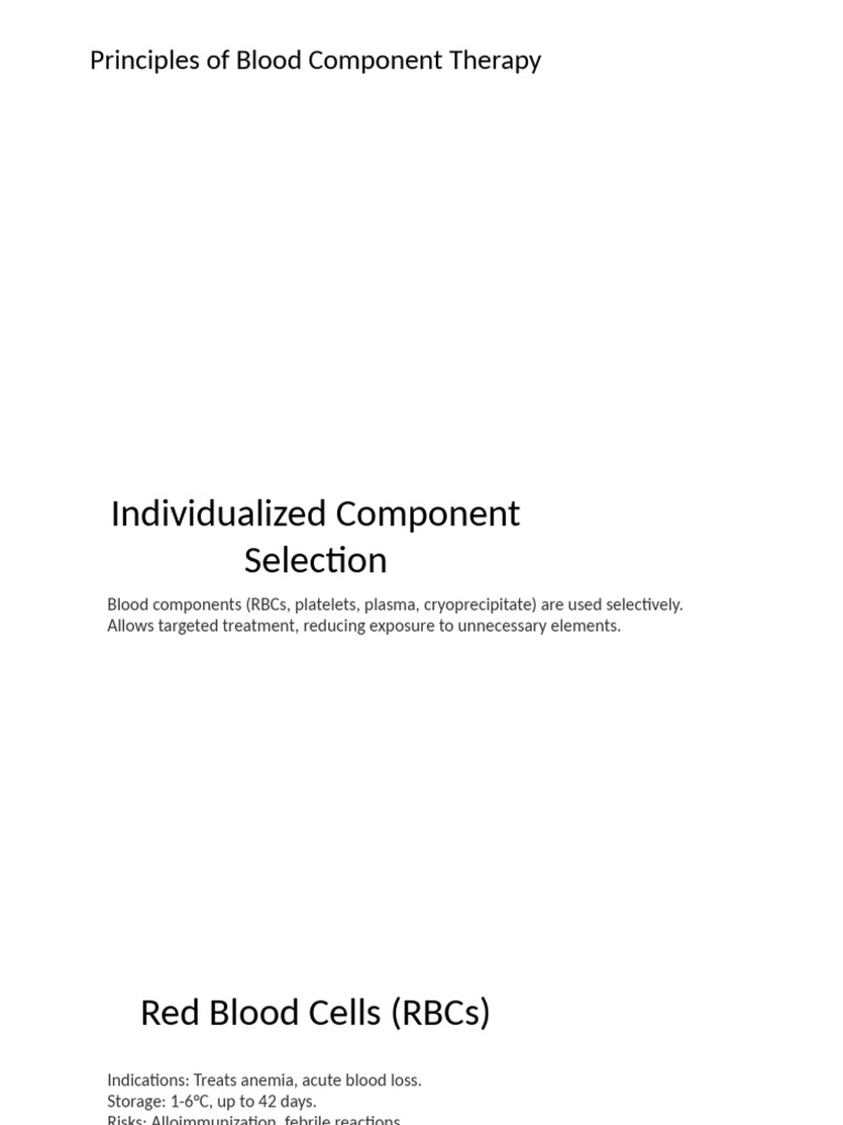 Principles of Blood Component Therapy | PDF