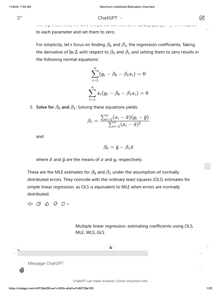 MLE and OLS in Linear Regression | PDF | Ordinary Least Squares ...