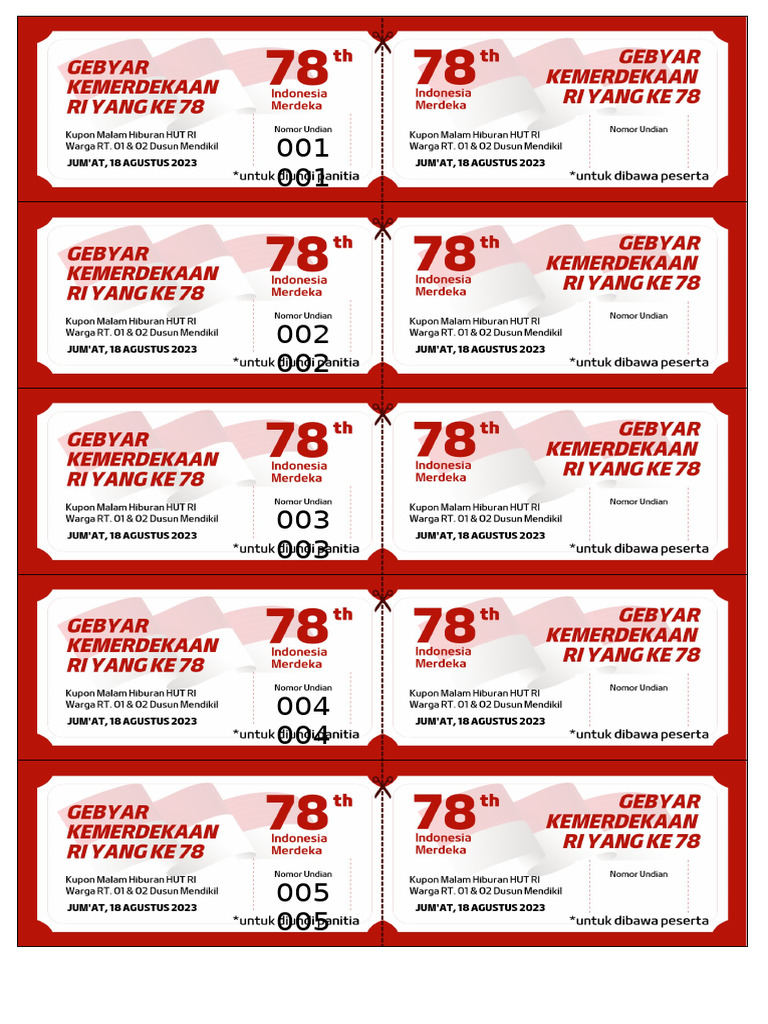 KUPON MALAM HIBURAN WARGA | PDF