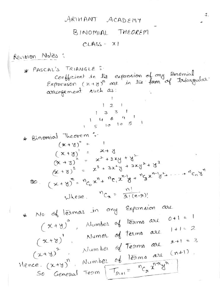 Pascal's Triangle & Binomial Coefficients | PDF