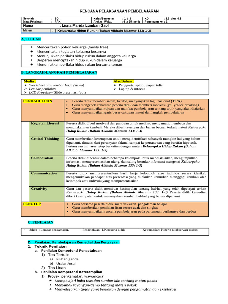 RPP_Lisna_Kelas 1 | PDF