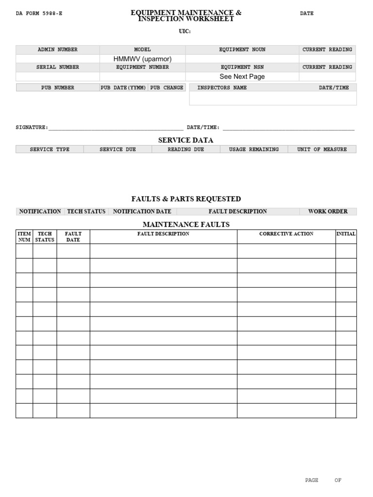 HMMWV-UpArmor PMCS | PDF
