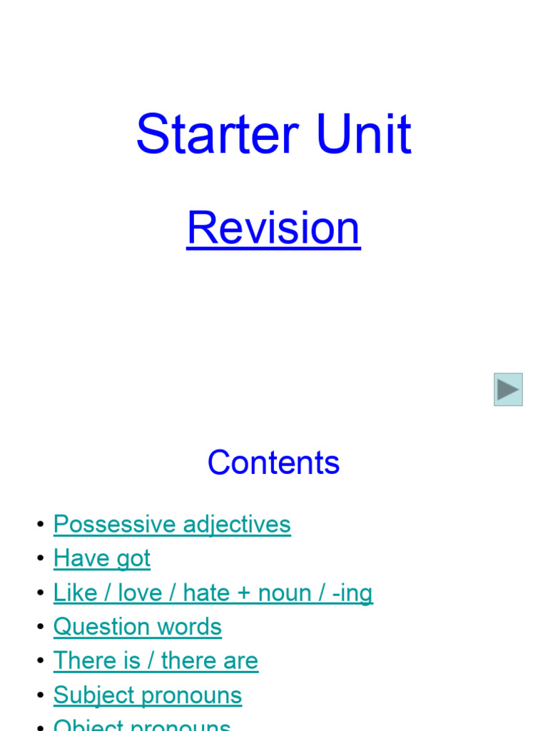 Powerpoint Starter Unit | PDF | Plural | Verb