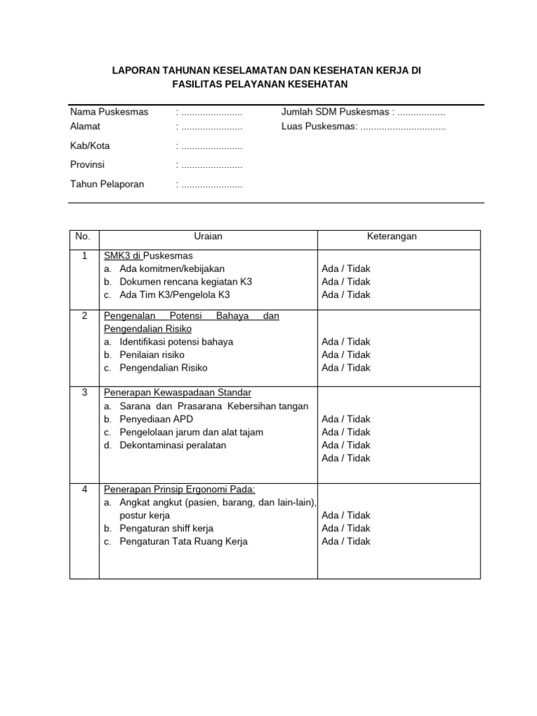 Laporan Tahunan K3 | PDF