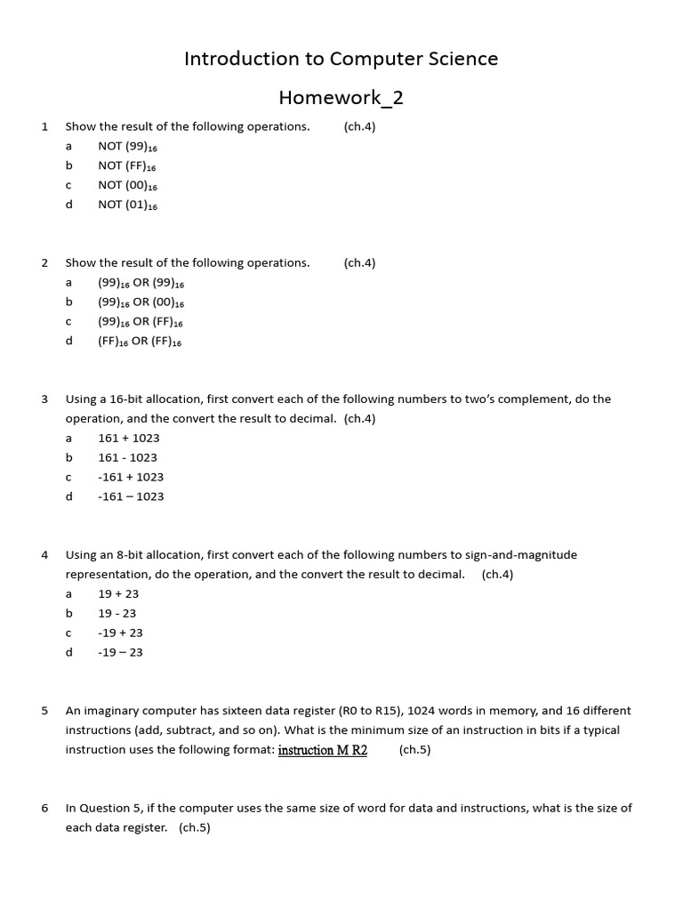 Introduction To Computer Science - HW2 | PDF