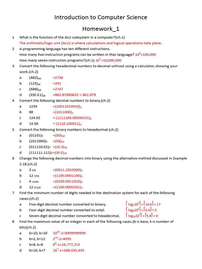 Introduction to Computer Science_HW1_solution | PDF | Mathematical Notation | Mathematics