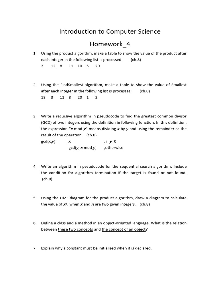 Introduction To Computer Science - HW4 | PDF