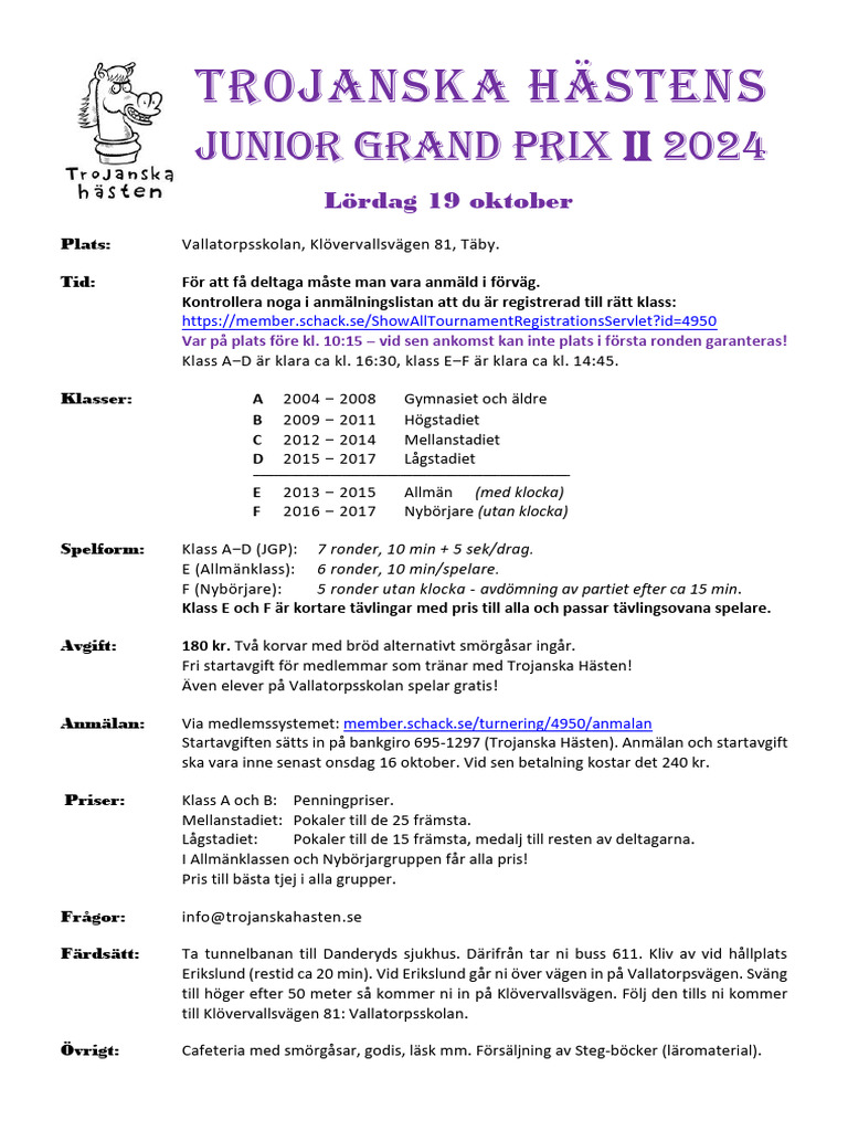 Inbjudan Trojanska Hastens Host JGP 2024 | PDF