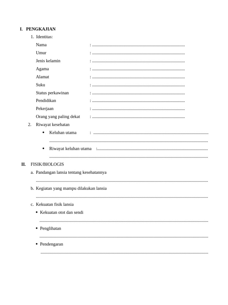 Pengkajian Gerontik Edit | PDF