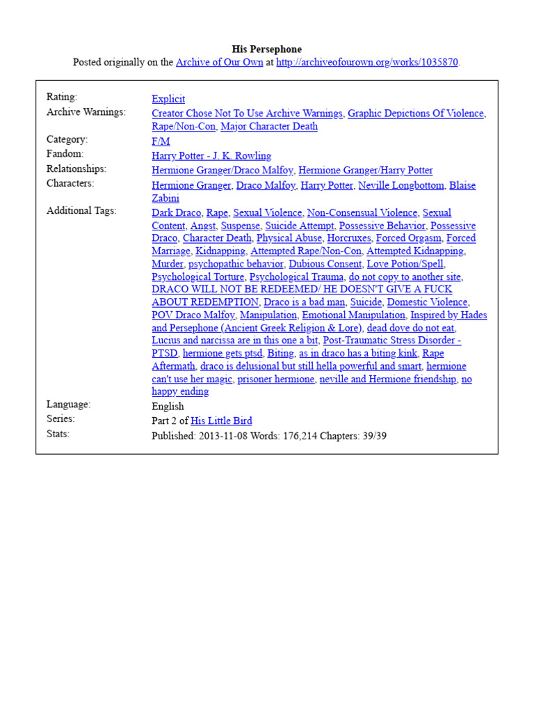 His Persephone (1) | PDF | Harry Potter