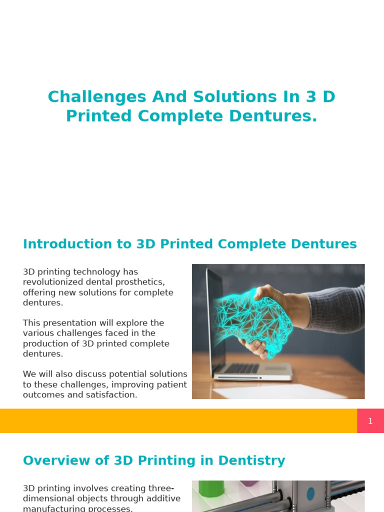 Challenges and Solutions in 3 D Printed Complete Dentures. | PDF | 3 D Printing | Dentures