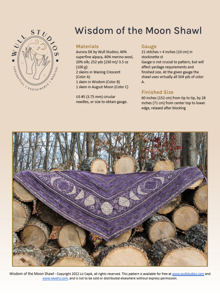 Wisdom of The Moon Shawl Updated | PDF | Knitting | Gauge (Knitting)