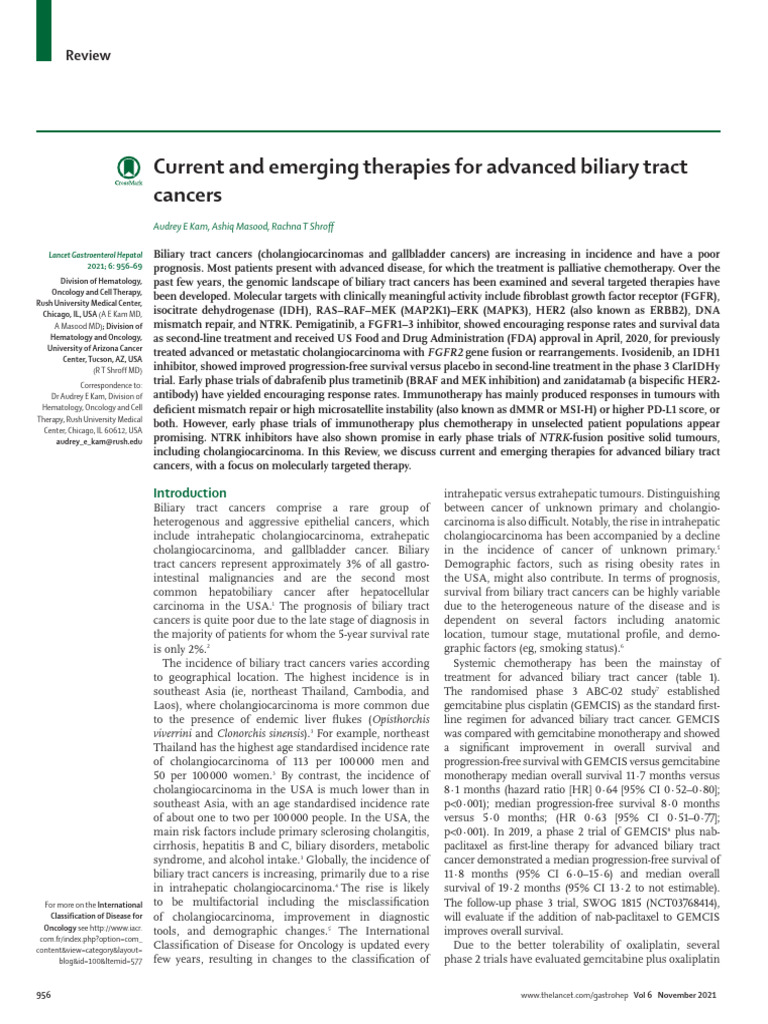 Biliary Tract Cancer Review | PDF | Cancer | Medical Specialties