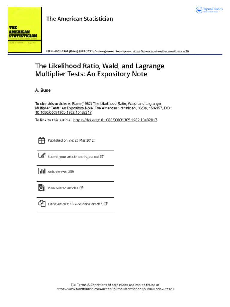 Econometrics Likelihood Ratio Wald and Lagrange Multiplier Tests | PDF ...