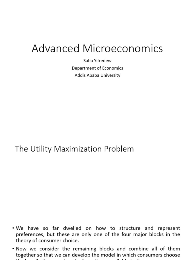 Microeconomics CH 1 - Utility Maximization | PDF | Mathematical ...