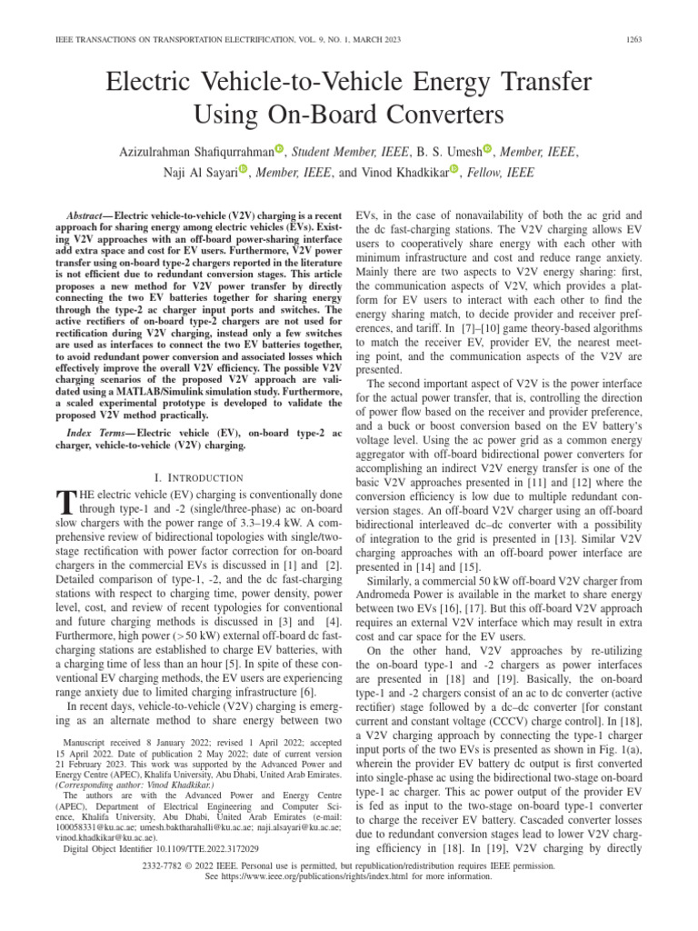 Electric Vehicle-to-Vehicle Energy Transfer Using On-Board Converters ...