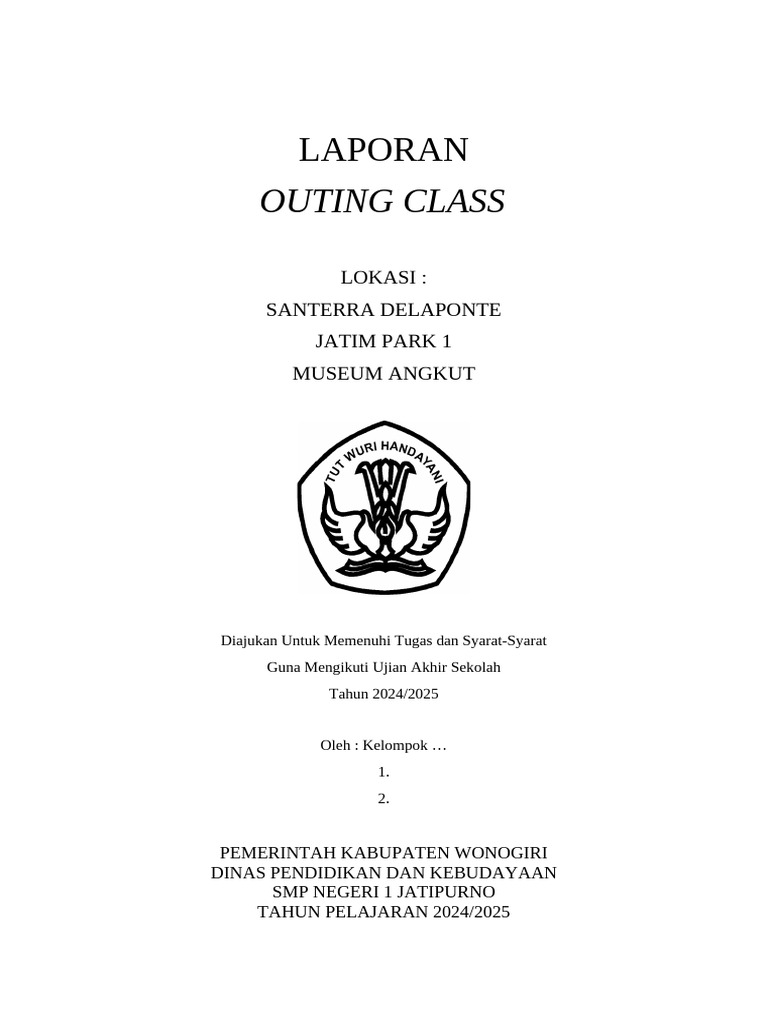 Laporan Outing Class SMP Negeri 1 Jatipurno 2024 | PDF