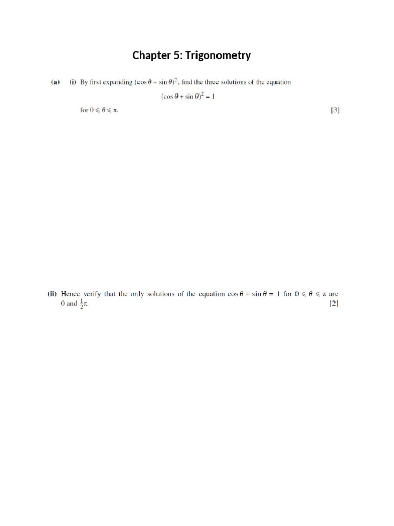Chapter 5 Trigonometry | PDF