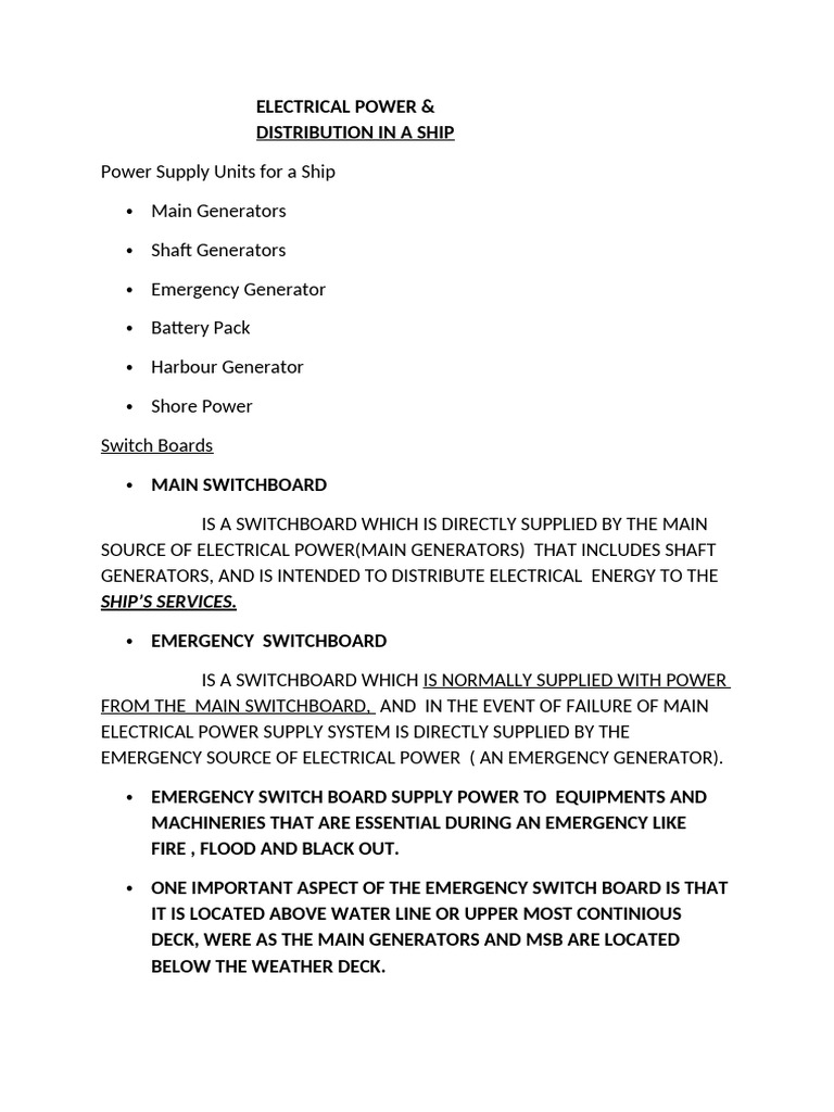 Electrical Power Distribution Short Notes. | PDF | Fuse (Electrical ...