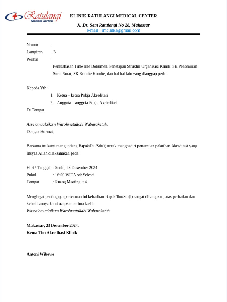 FORMAT UNDANGAN PERTEMUAN | PDF