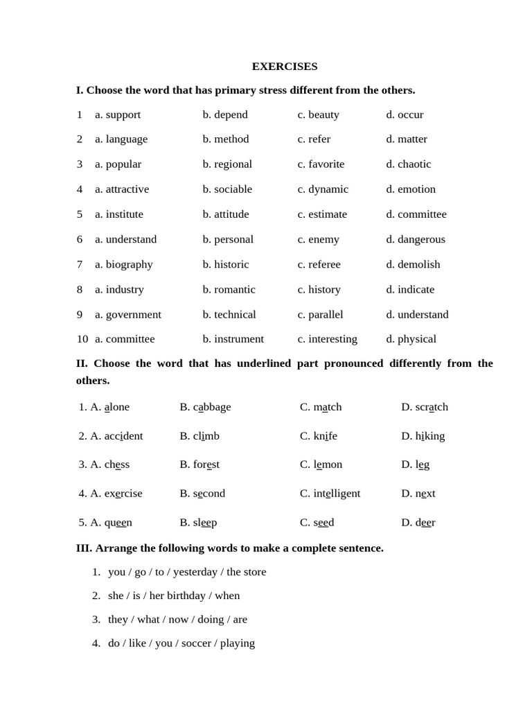 Exercises (Pronunciation, Sentence Arranging) | PDF | News