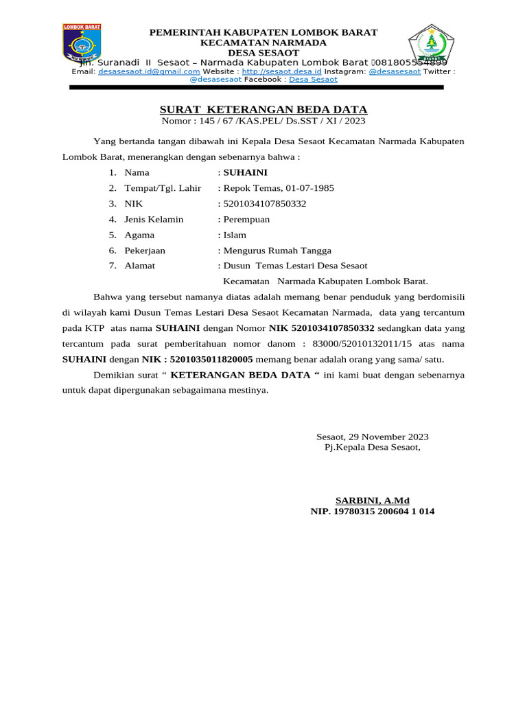 Blangko Beda Data | PDF