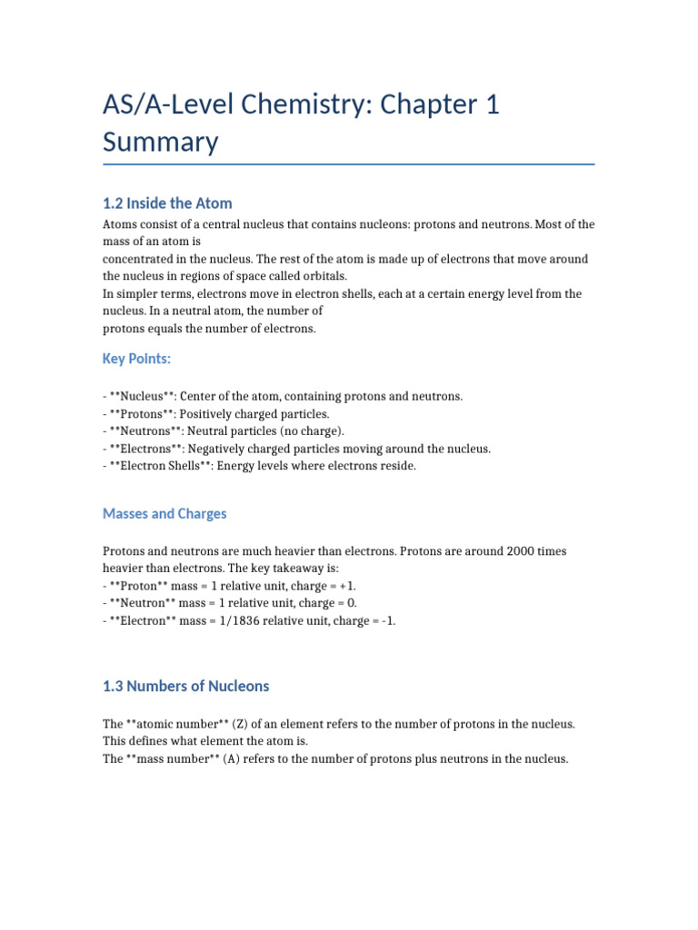 AS_Level_Chemistry_Chapter1_Summary | PDF