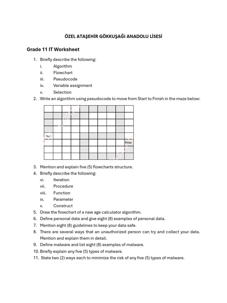 1st Semester Finals Grade 11 Work Sheet | PDF