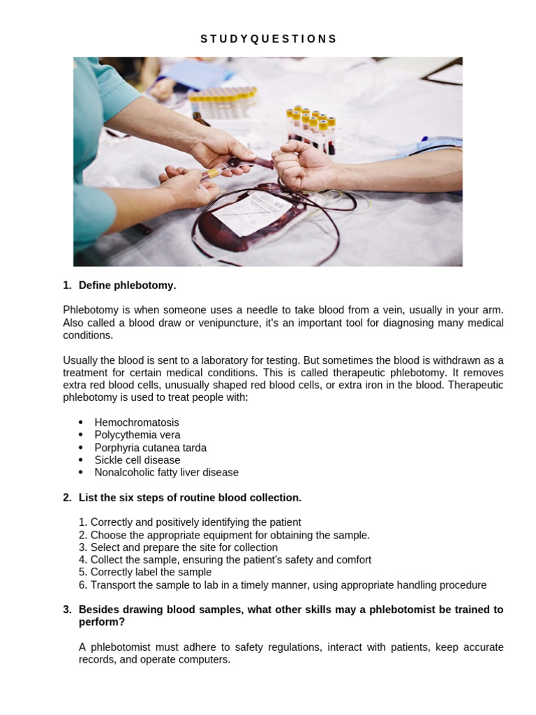 Phlebotomy Basics and Blood Collection Steps | PDF
