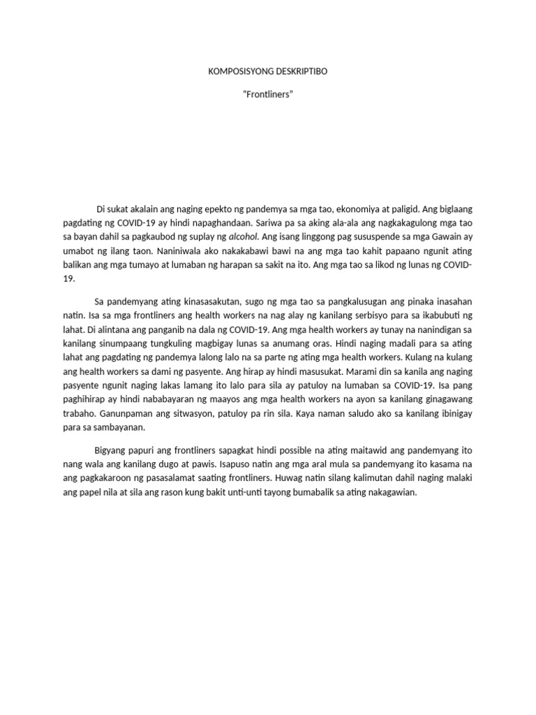 KOMPOSISYONG DESKRIPTIBO | PDF