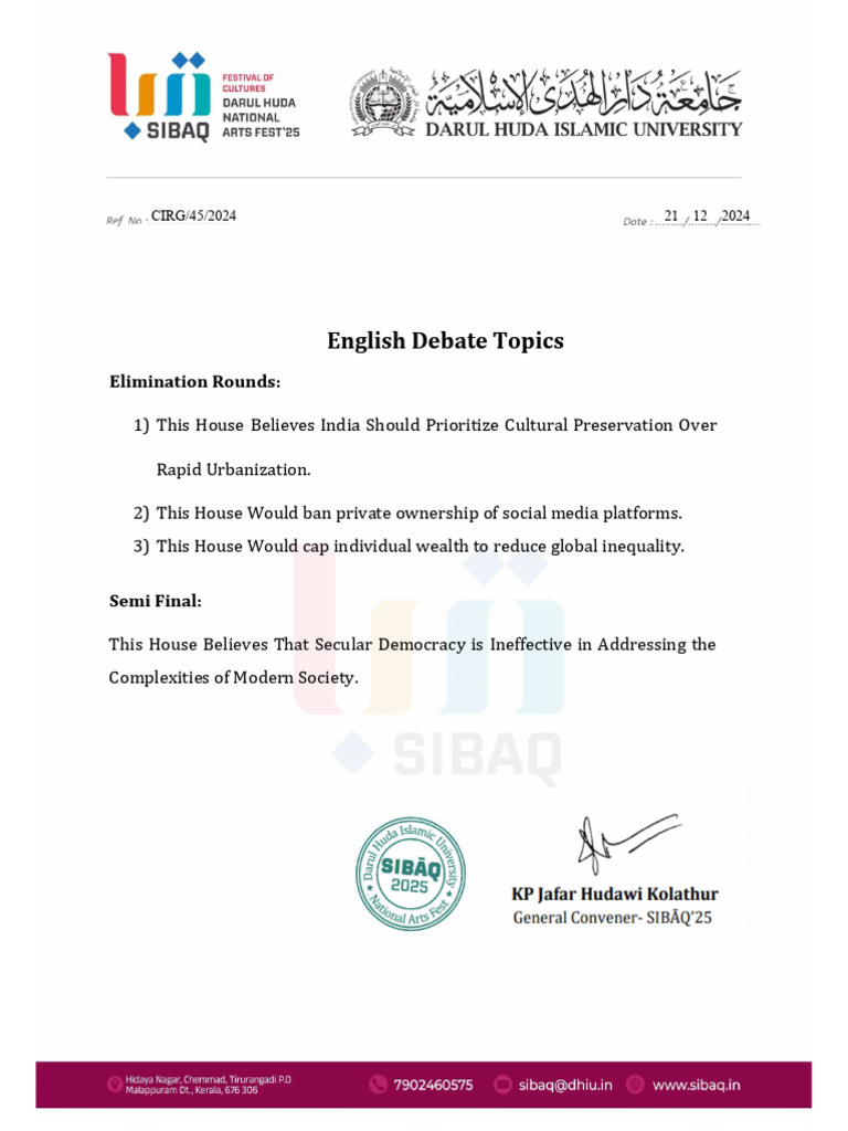English Debate Topics for 2024 Rounds | PDF