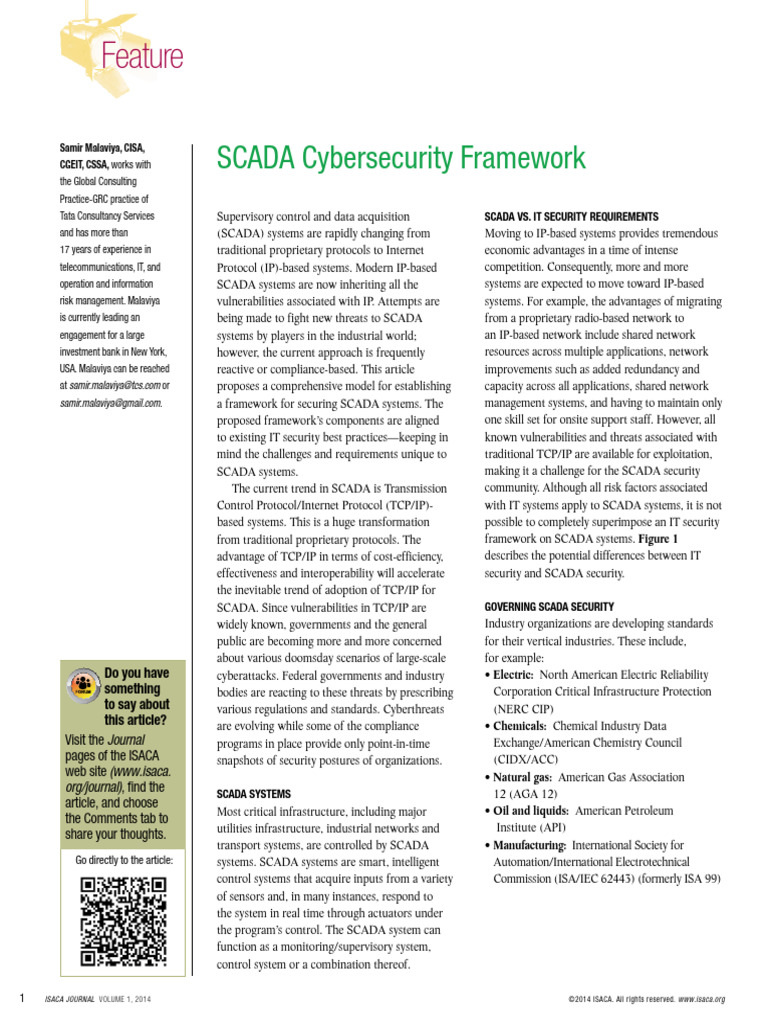 SCADA Cybersecurity Framework 1706395455 | PDF | Scada | Computer Security