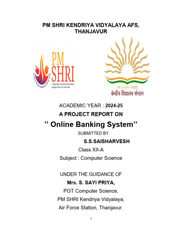 Online Banking System Project Report | PDF | Software Testing | Banks ...