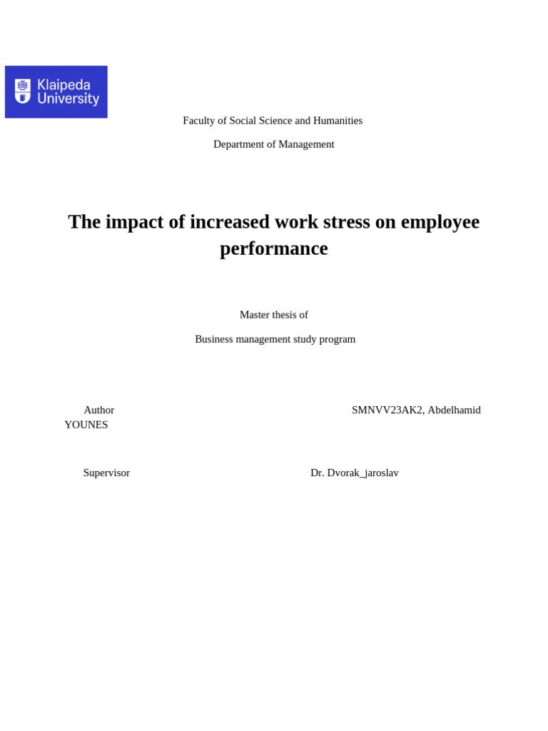 Introduction Younes Abdelhamid | PDF | Occupational Stress ...