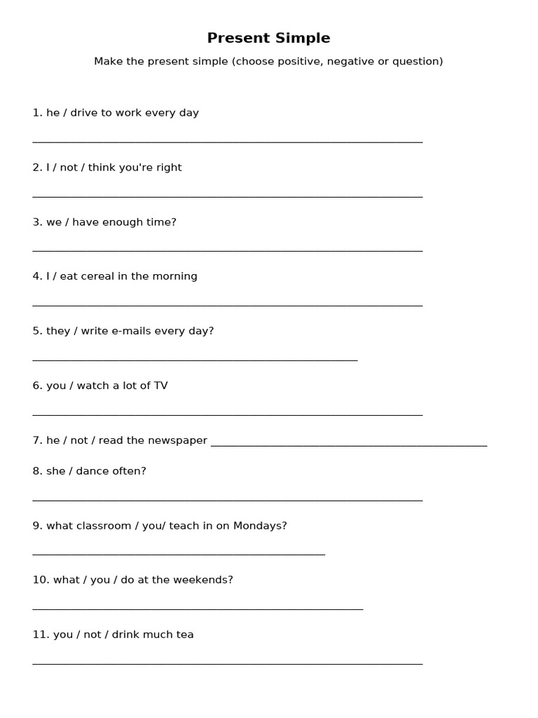 Present Simple exercise (1) | PDF