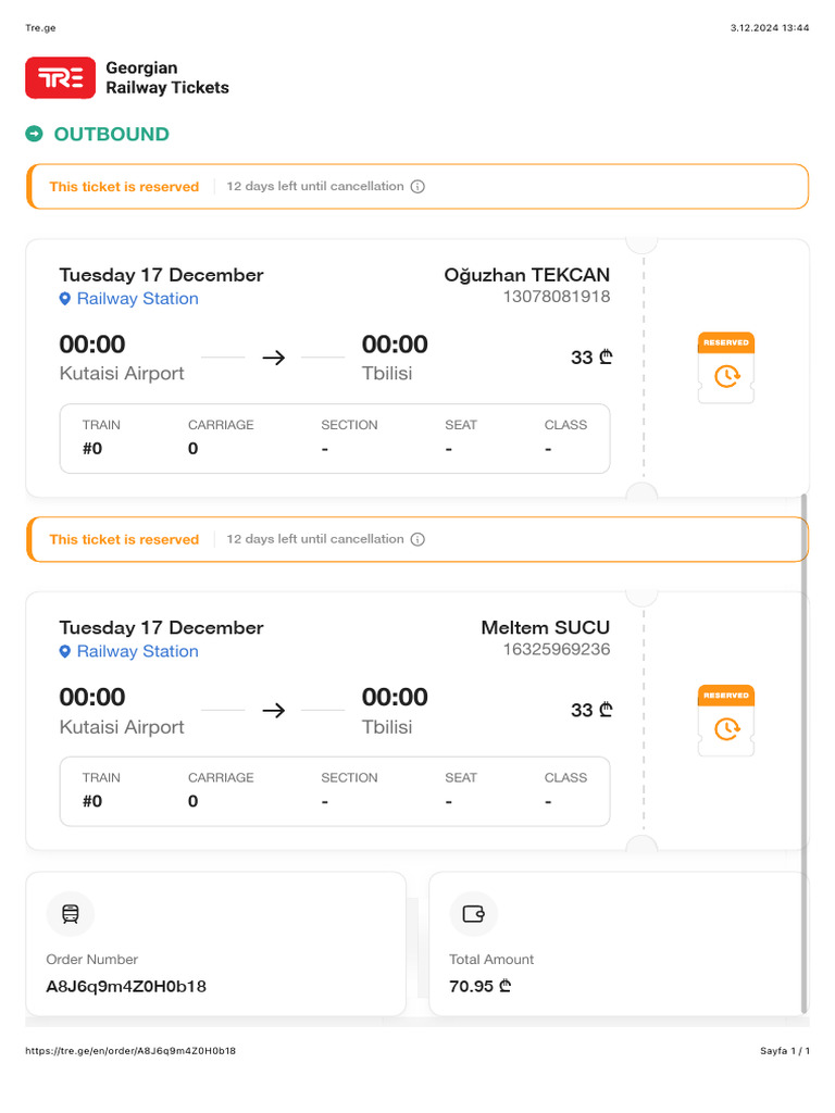 Outbound: Tuesday 17 December O Uzhan TEKCAN | PDF