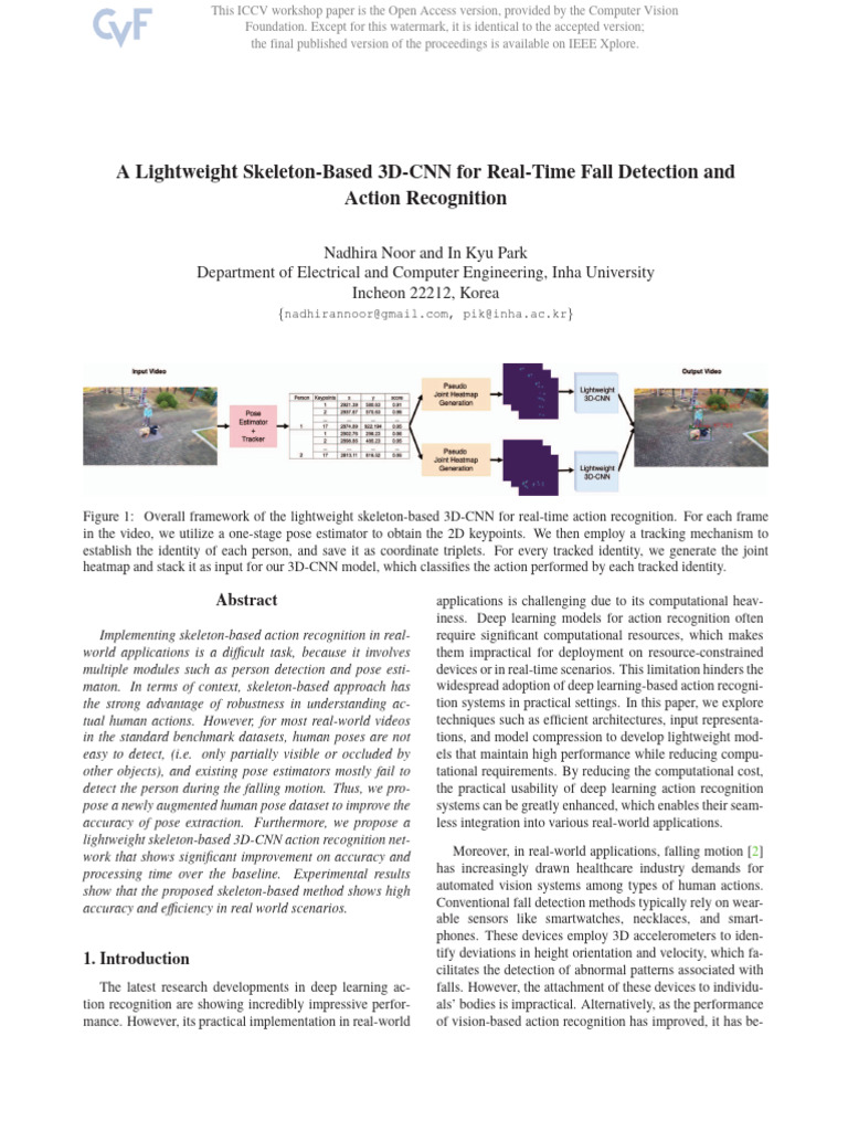Noor A Lightweight Skeleton-Based 3D-CNN For Real-Time Fall Detection and Action ICCVW 2023 ...