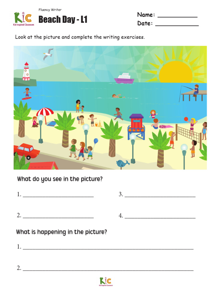 L2-Picture Writing - Beach Day | PDF | Fluency