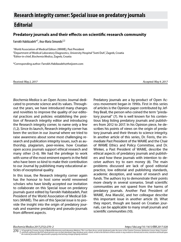 8-Predatory Journals and Their Effects On Scientific Research Community ...