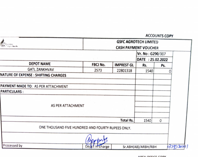 Cash Payment Voucher for Shifting Charges | PDF
