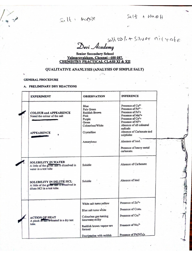 Chemistry Observation | PDF