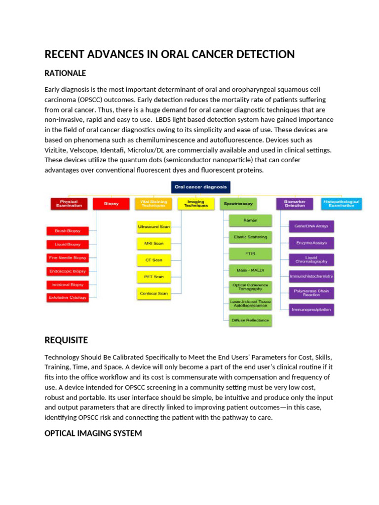 Recent Advances in Oral Cancer Detection | PDF | Artificial Neural ...