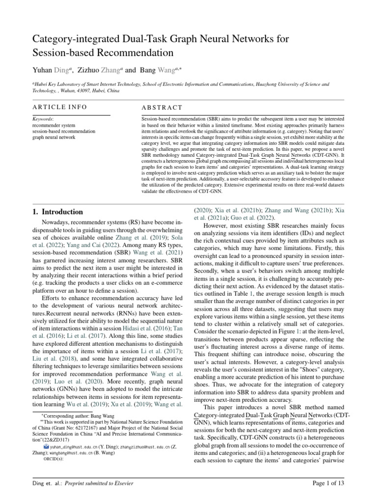 68-Category-Integrated Dual-Task Graph Neural Networks For Session-Based Recommendation | PDF ...