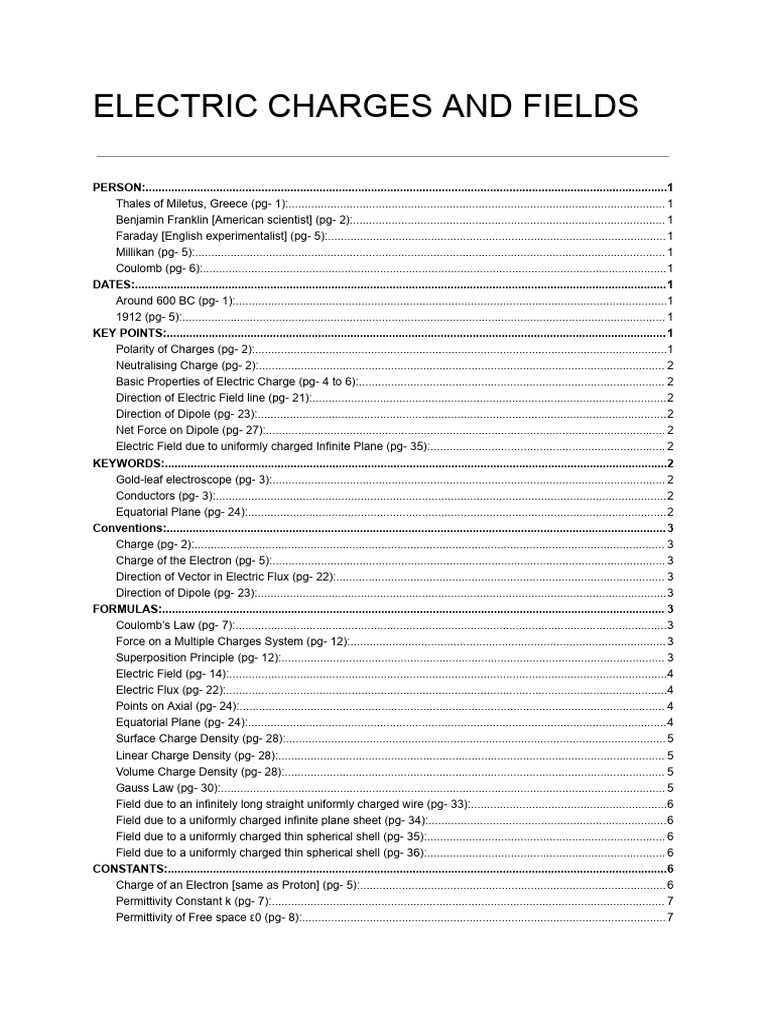 Electric Charges and Fields Overview | PDF | Electric Charge | Electric ...