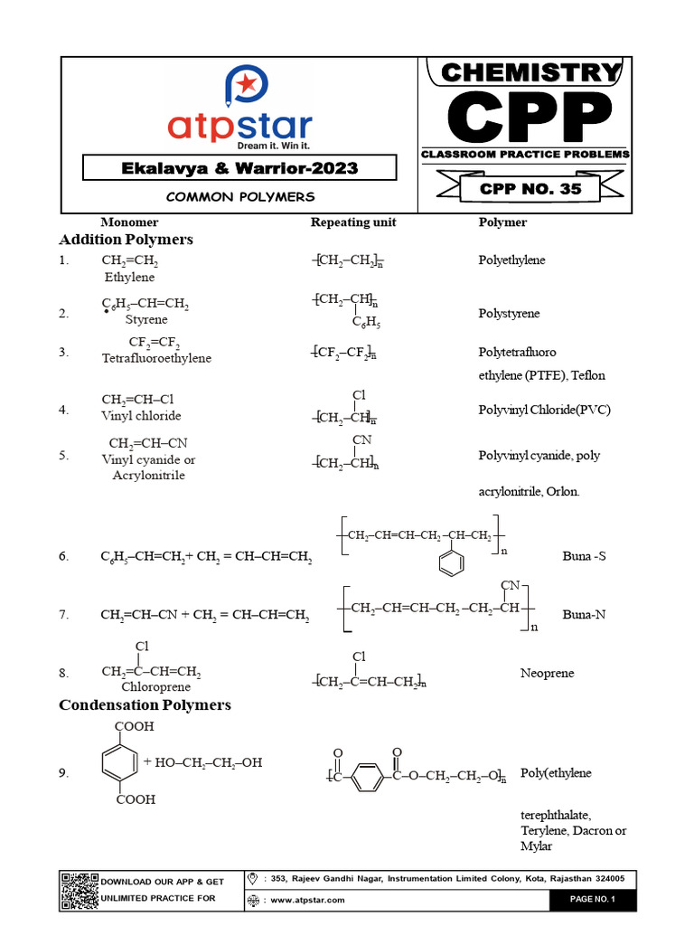 00 Polymer Theory(E).Pmd | PDF | Formaldehyde | Polyvinyl Chloride