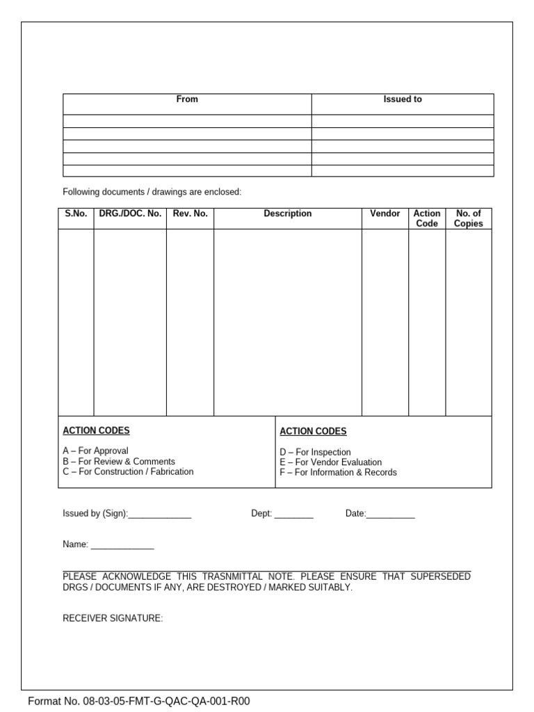 001.document - Drawings Transmittal Note | PDF