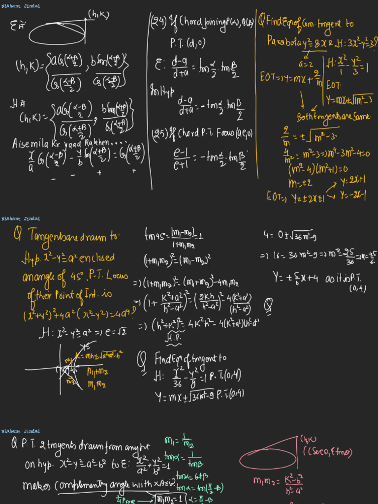 Hyperbola L 02 Class Notes Nj 247 Pdf