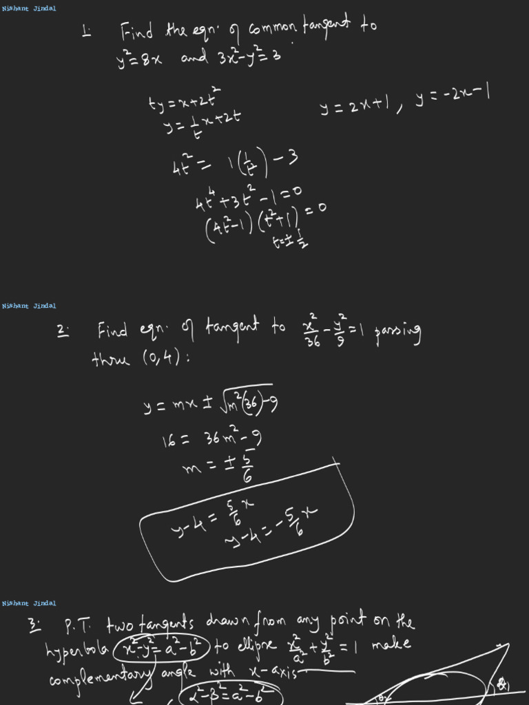 Hyperbola L 03 Class Notes Nj 247 Pdf
