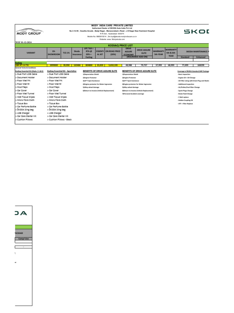 Skoda Kodiaq Preisliste